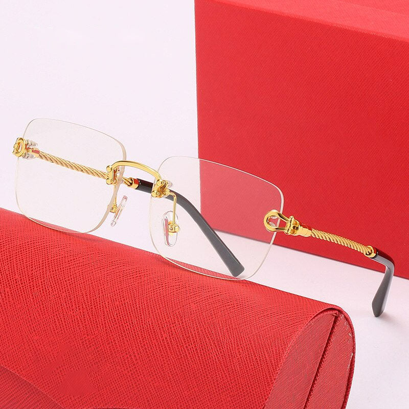 Rectangle Optical Rimless Eyeglasses For Men And Women-Unique and Clas ...